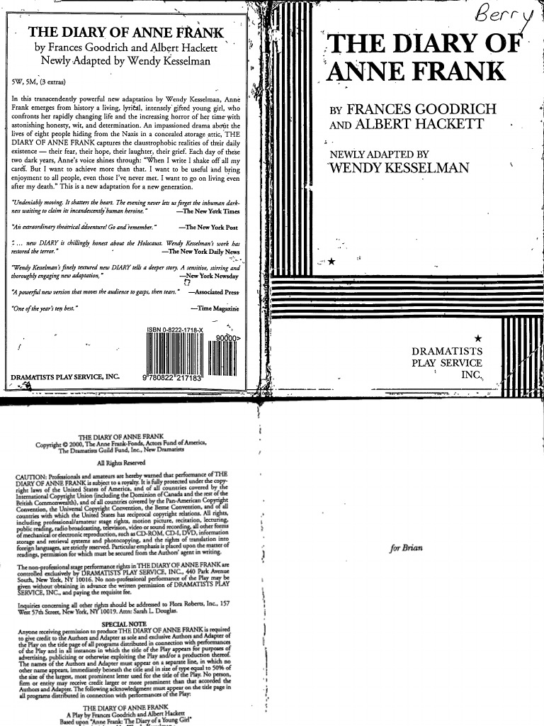 Diary of Anne Frank Script