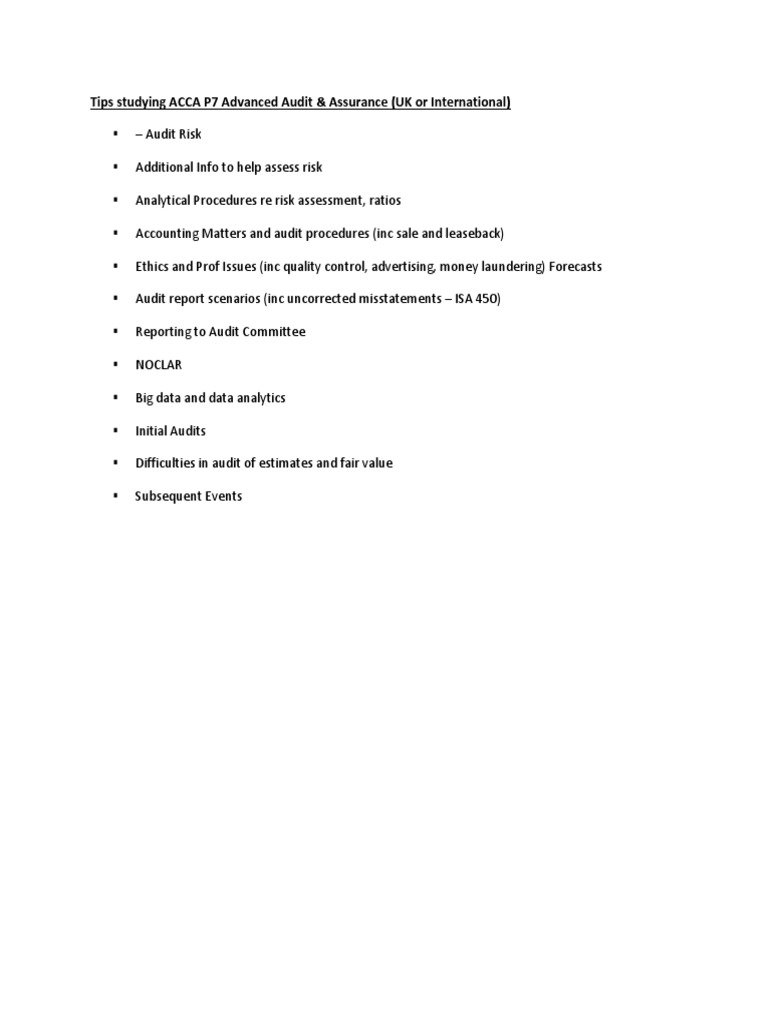 Essential Exam Tips For Successfully Passing The Acca P7 Advanced Audit