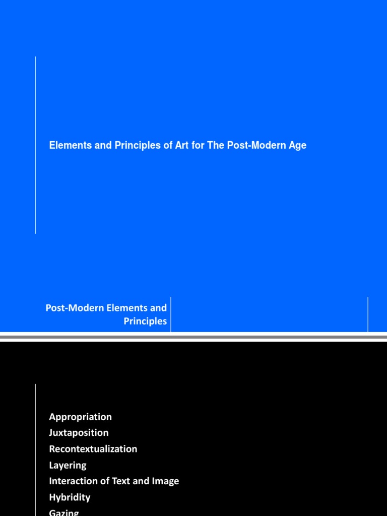 Postmodern Elements and Principles | PDF | Installation Art | Postmodernism