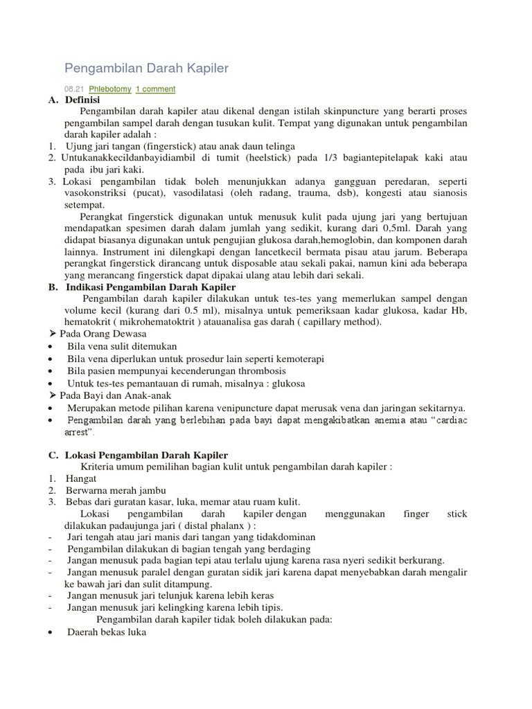 Pengambilan Darah Kapiler | PDF | Kesehatan Holistik | Sains & Matematika