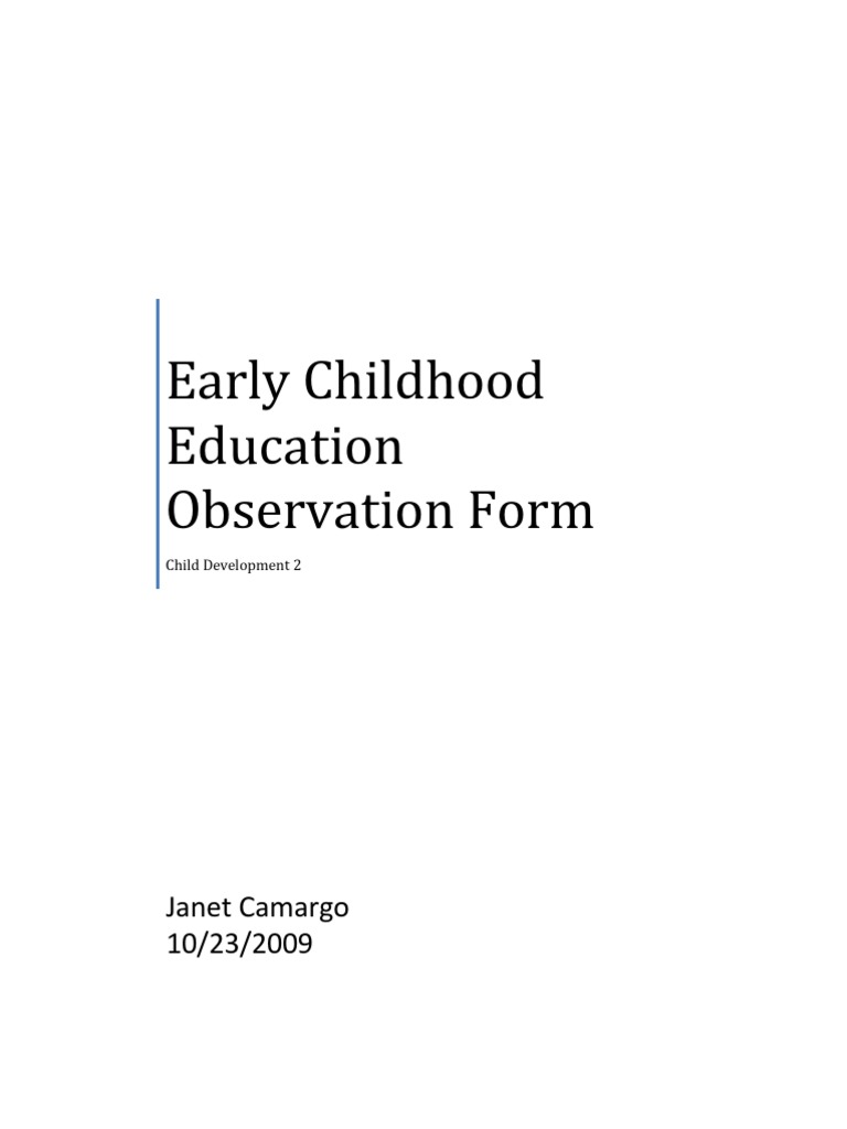 Early Childhood Education Observation Form | Toys | Teachers