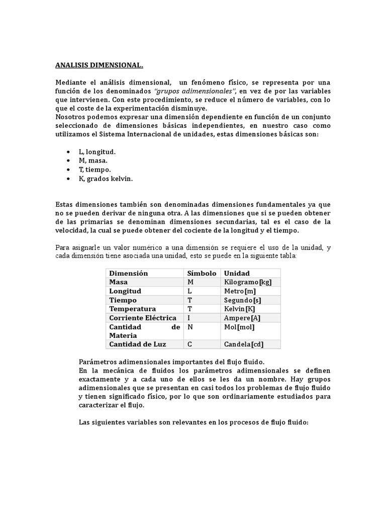 Analisis Dimensional | PDF | Unidades de medida | Física