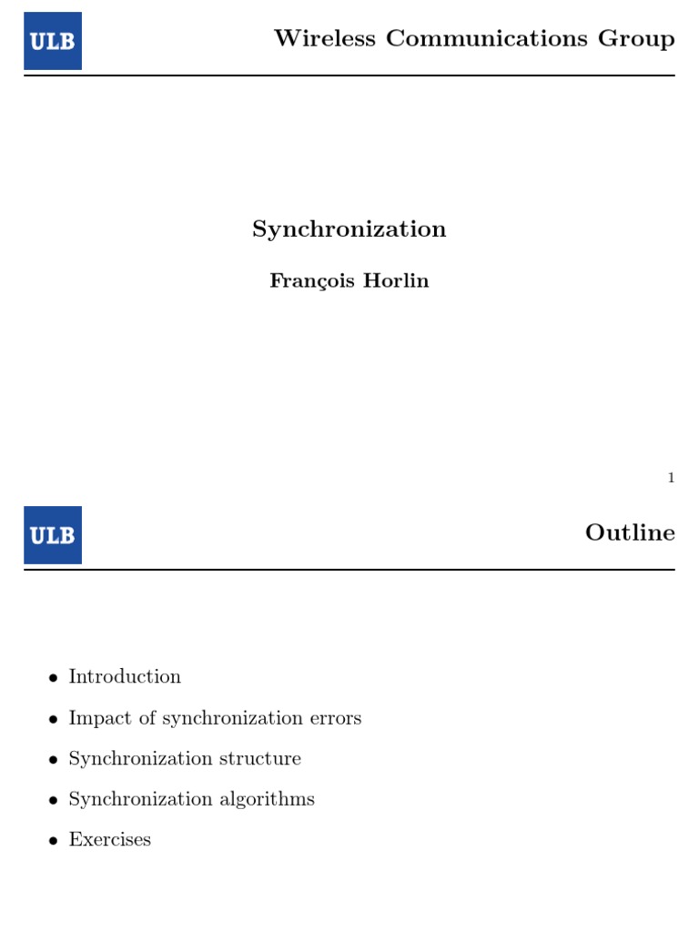 Slides Synchronization | PDF | Sampling (Signal Processing) | Telecommunications Engineering