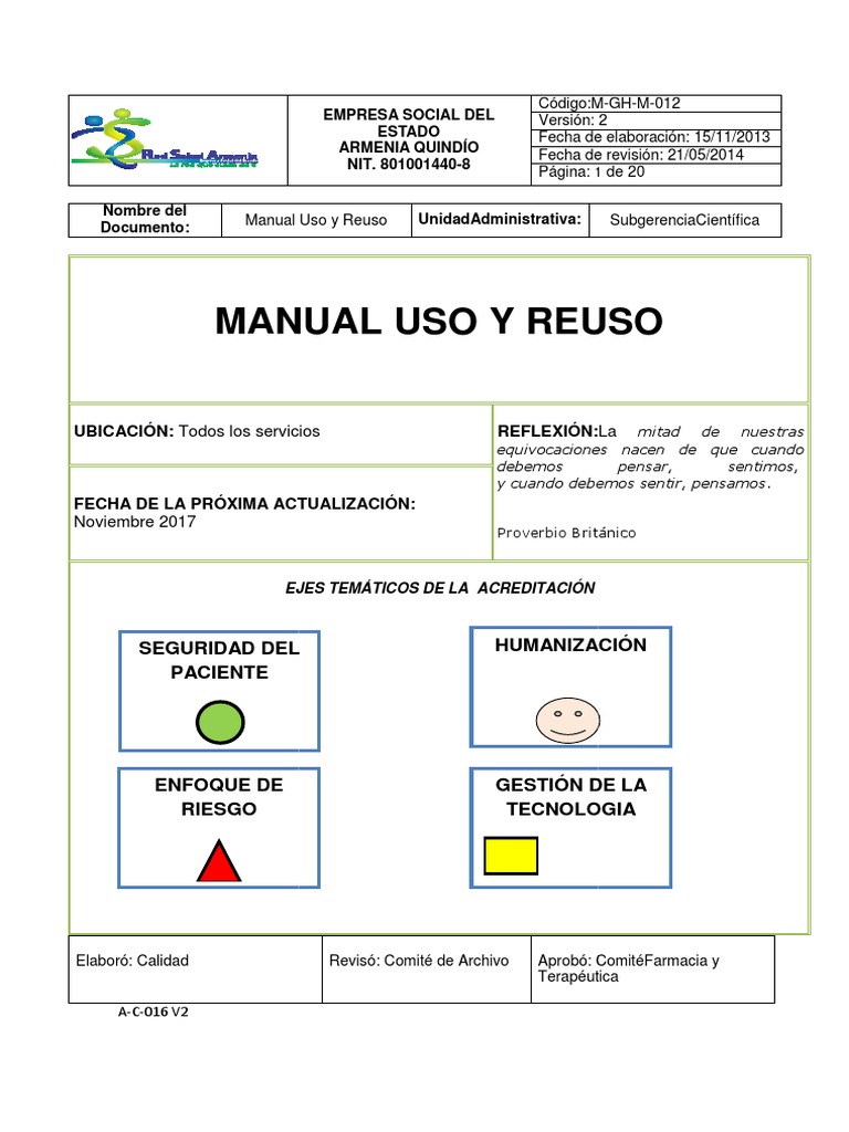 Manual Uso y Reuso | PDF | Dispositivo médico | Farmacia