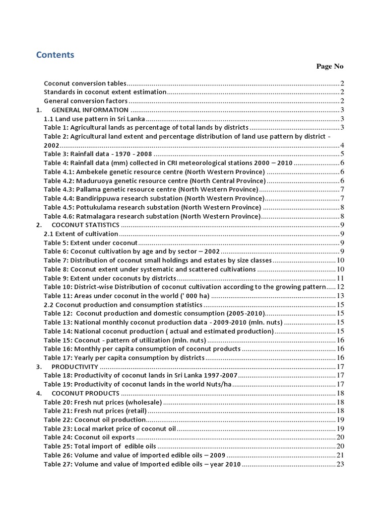 Coconut Conversion Table PDF | PDF | Coconut | Ethnobotany