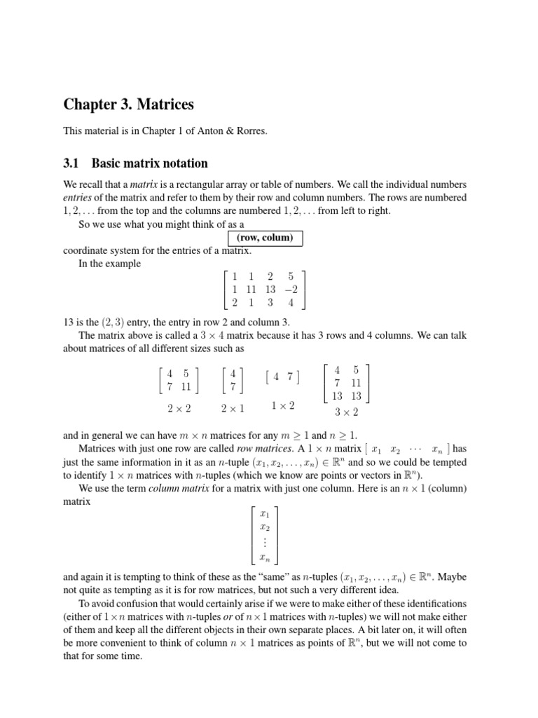 Matrix Notation PDF | PDF