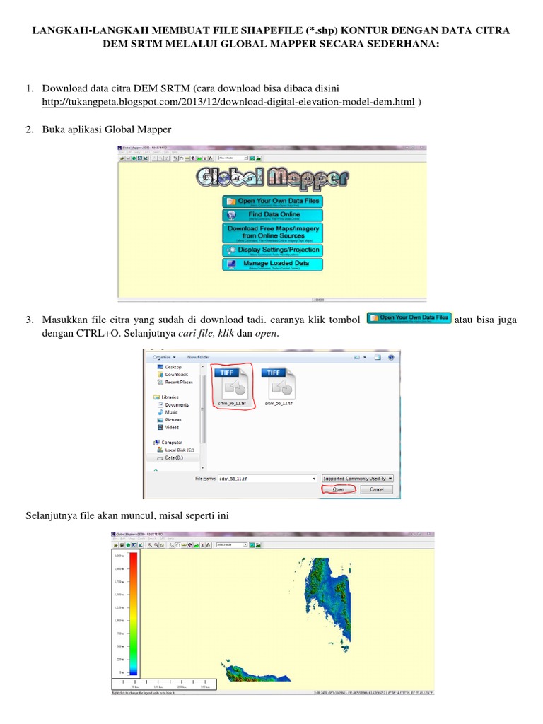Tutorial Peta Kontur Menggunakan Global Mapper | PDF