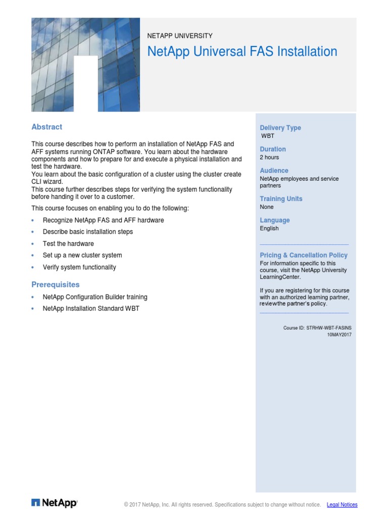 NetApp Universal FAS Installation | PDF | Information Technology Management | Systems Engineering