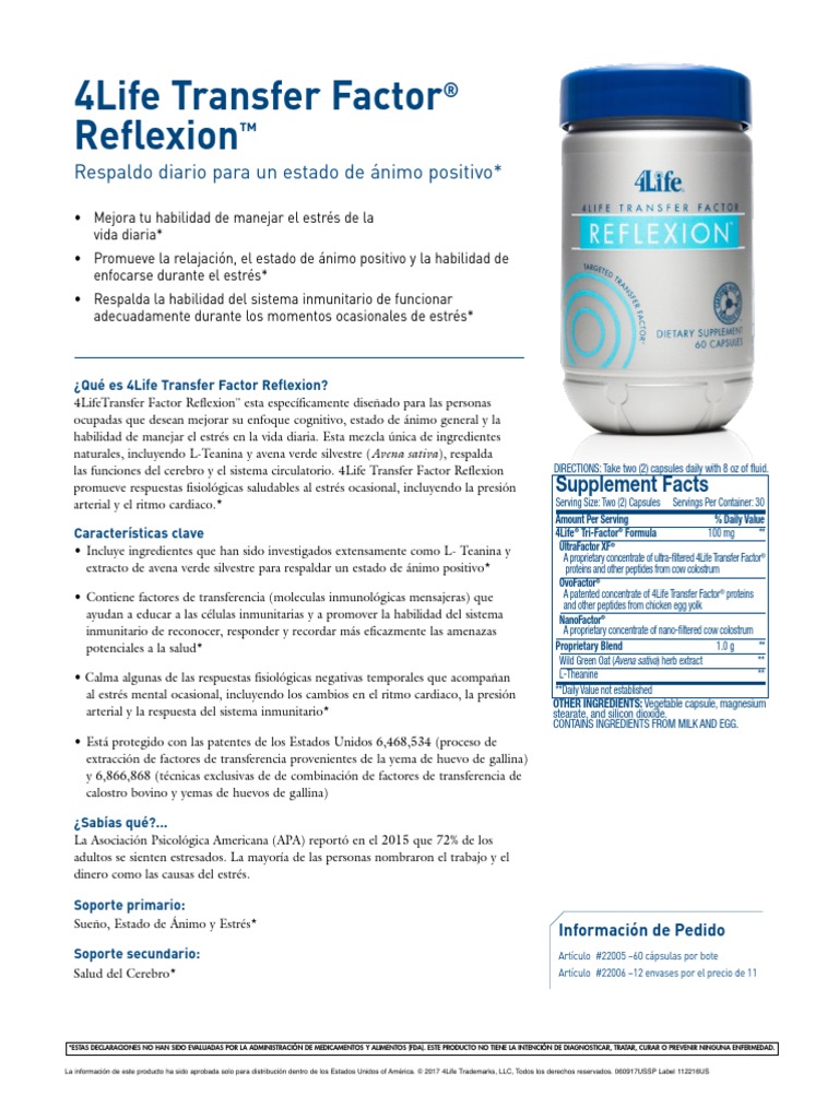 4life Transfer Factor Reflexion | PDF | Estrés (biología) | Sistema inmune