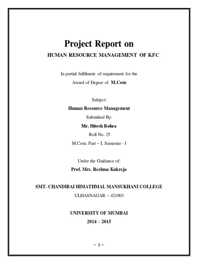 SM HR KFC | PDF | Fast Food Restaurants | Human Resource Management