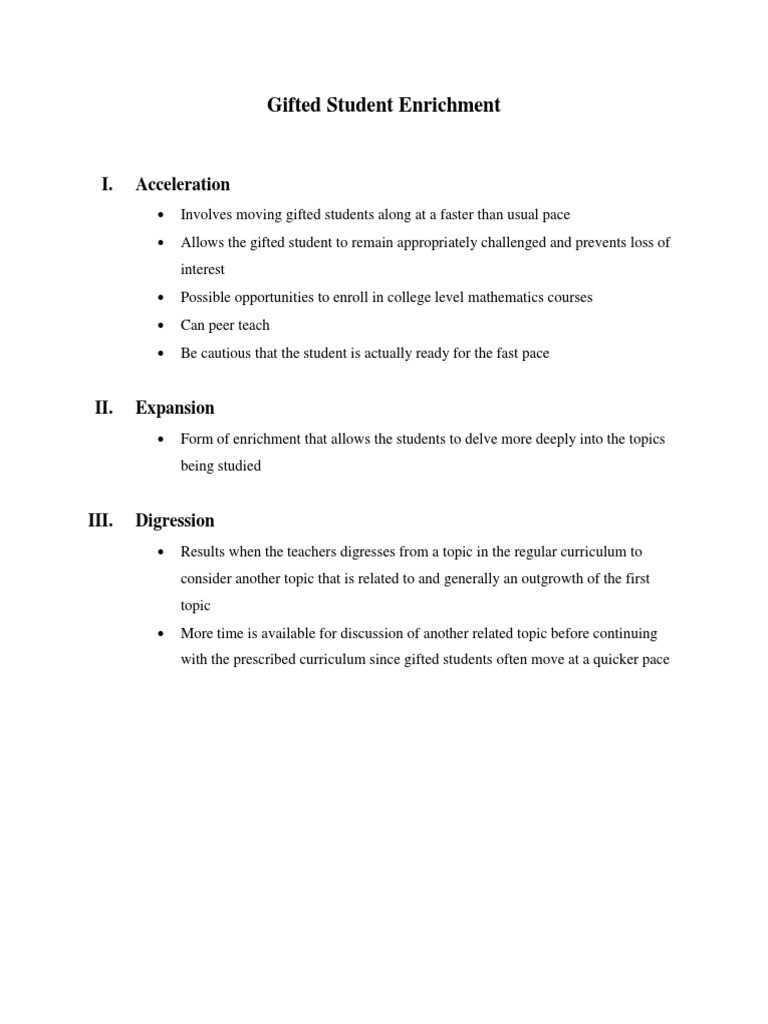 Gifted Student Enrichment | PDF | Career & Growth
