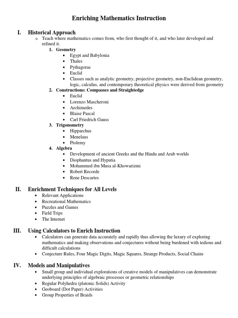 Enriching Mathematics Instruction: I. Historical Approach | PDF