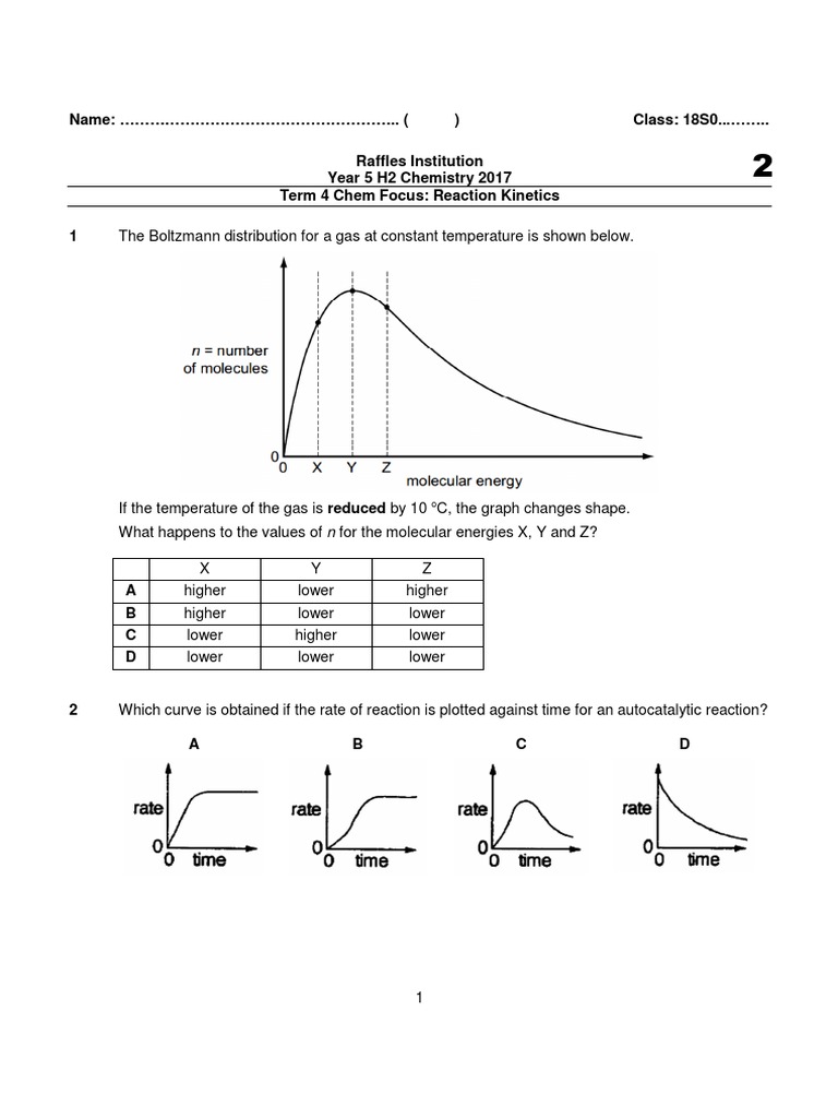 2017 Y5 T4 Chem Focus - Kinetics | PDF | Chemical Reactions | Chemical ...