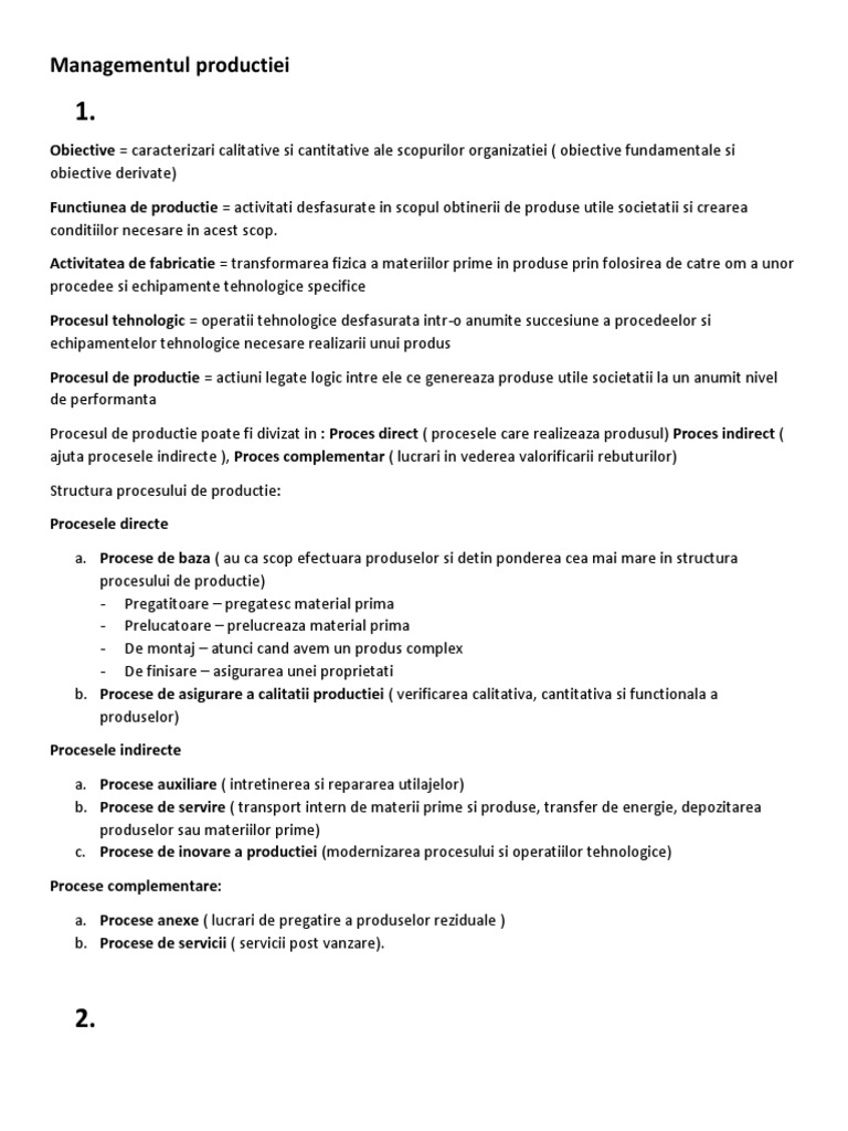 Productie - Teorie - Conspect | PDF