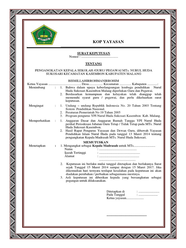 Contoh Sk Kepala Sekolah - Homecare24 Contoh Sk Kepala Sekolah - Homecare24