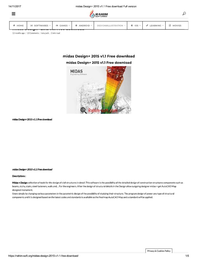 Midas Design+ 2015 v1.1 Free Download Full Version | PDF