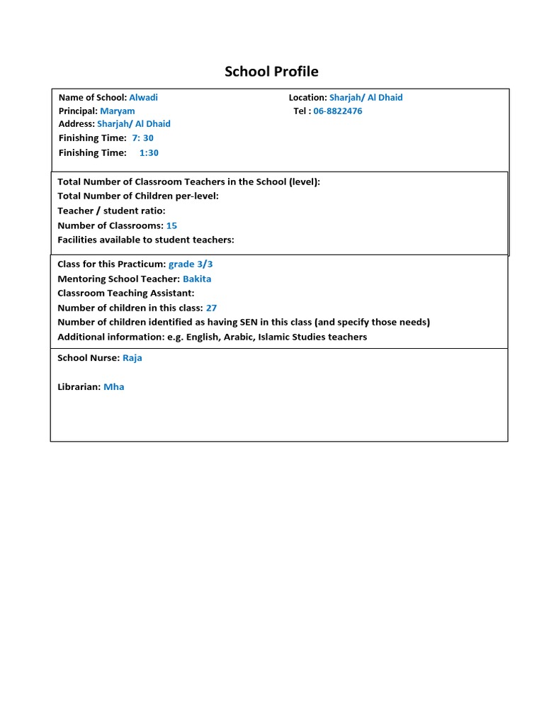 Alwadi Preschool Profile in Sharjah | PDF