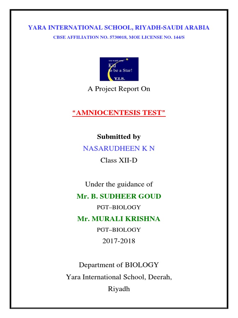 Amniocentesis Test Project Report | PDF | Maternal Health | Human ...