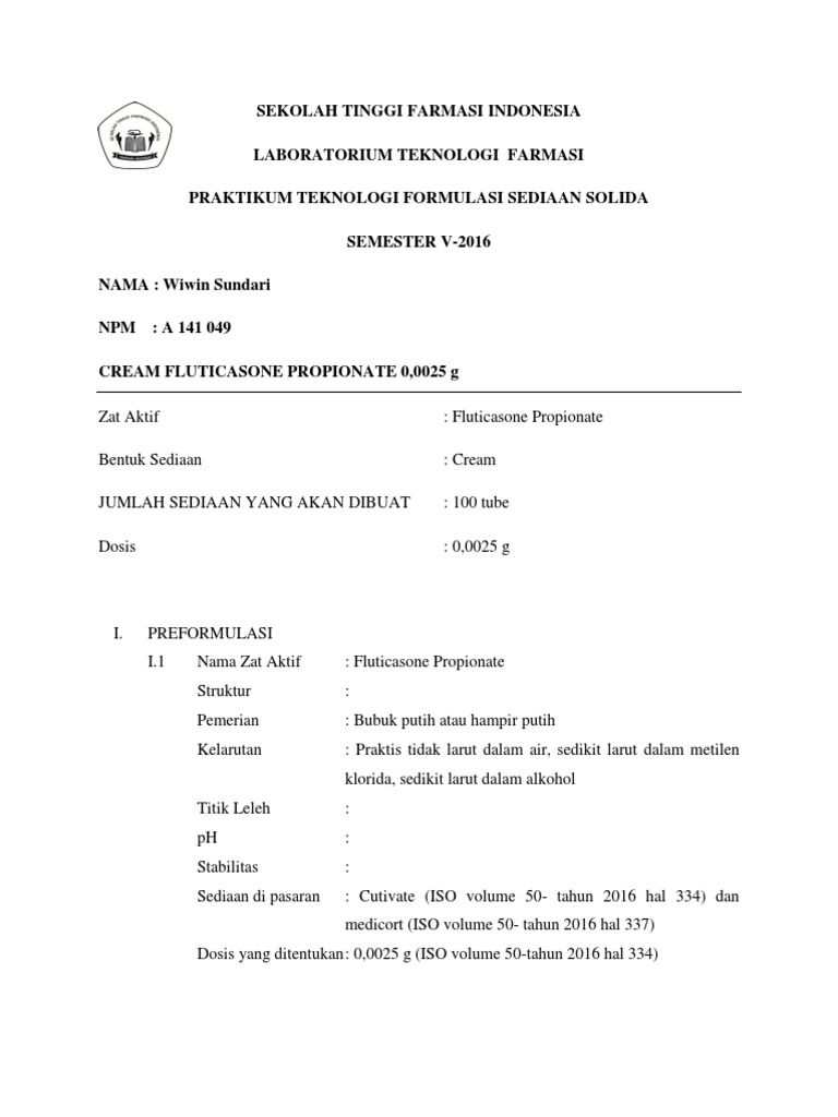Self Formulation Semsol Fluticasone Propionate | PDF