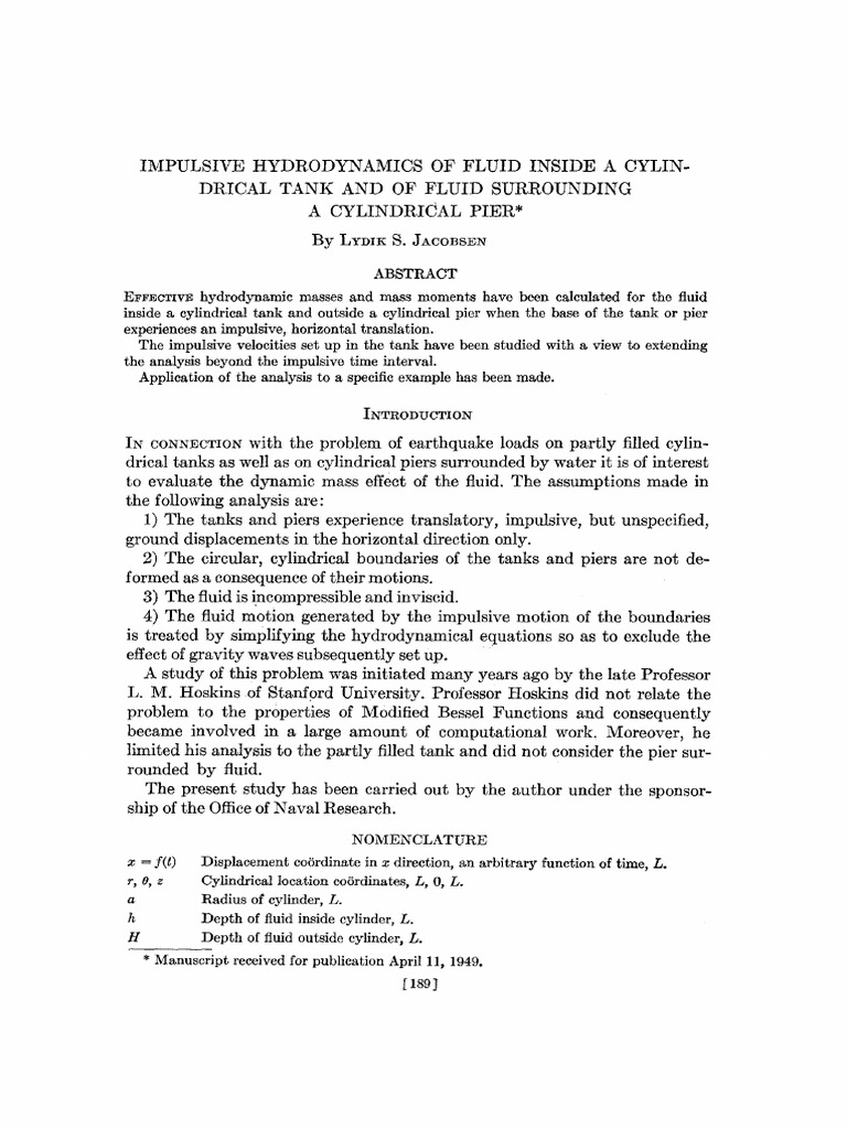 Impulsive Hydrodynamics of Cylindrical Piers | PDF | Fluid Dynamics ...