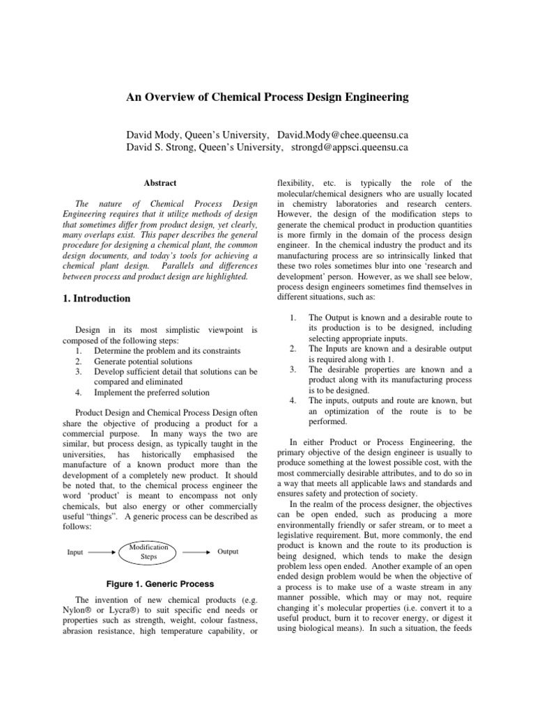 An Overview of Chemical Process Design Engineering | PDF | Engineering ...