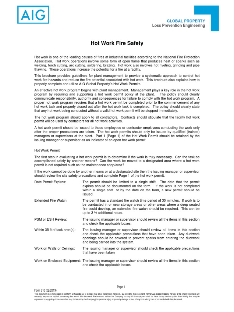 Hot Work Safety and Permit Guidelines | PDF | Soldering | Insurance