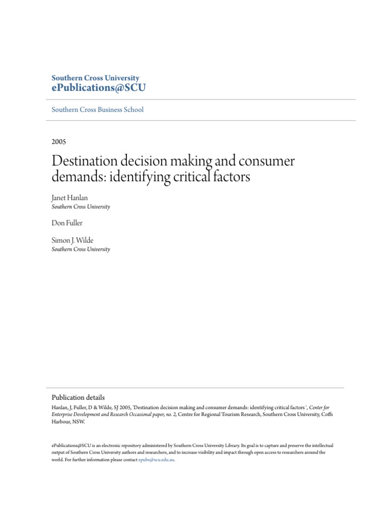 Destination Decision Making The Need For A Strategic Planning and ... Destination Decision Making The Need For A Strategic Planning and ...