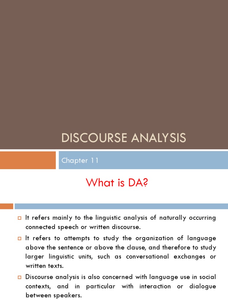 Discourse Analysis Pdf Sentence Linguistics Linguistics