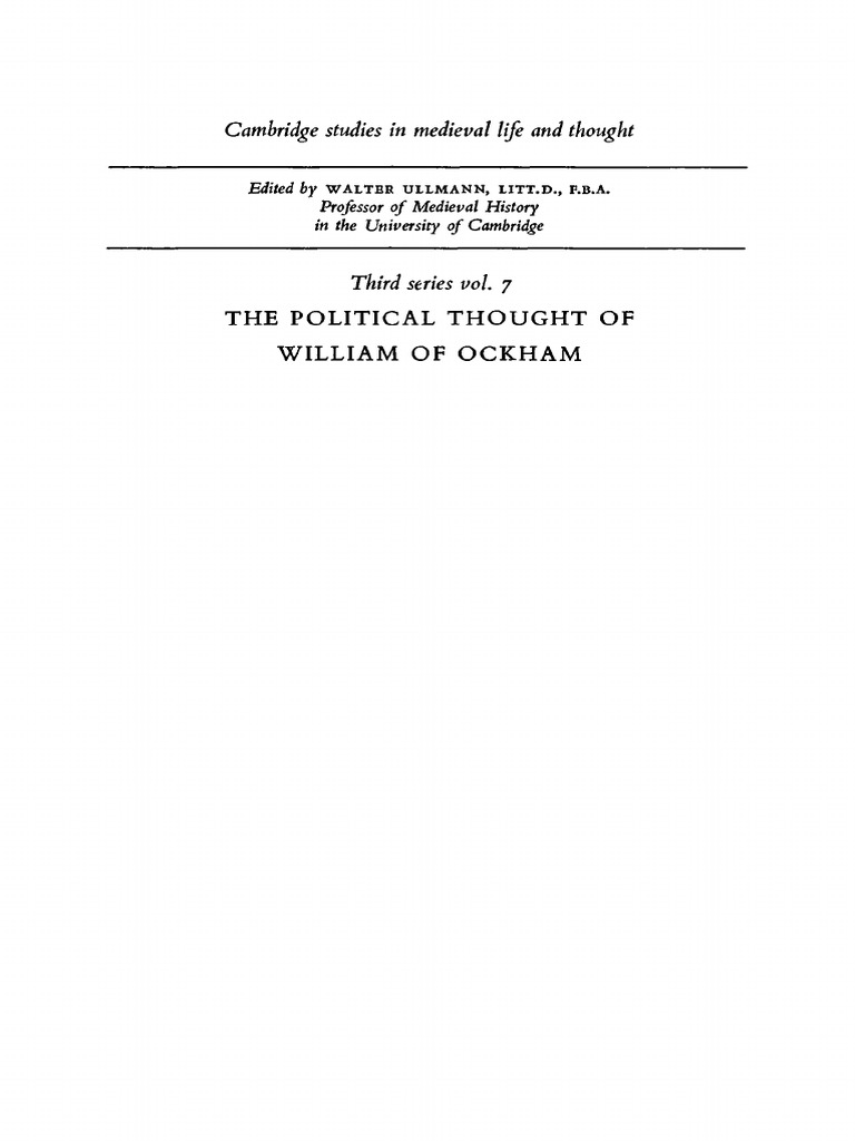 Arthur Stephen McGrade The Political Thought of William Ockham ...