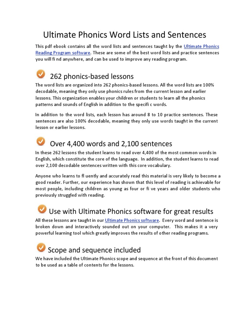 Ultimate Phonics Word Lists PDF | PDF | Phonics | Reading (Process)