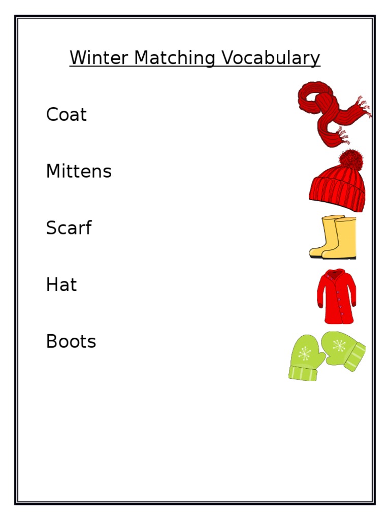 Winter Clothing Vocabulary List | PDF
