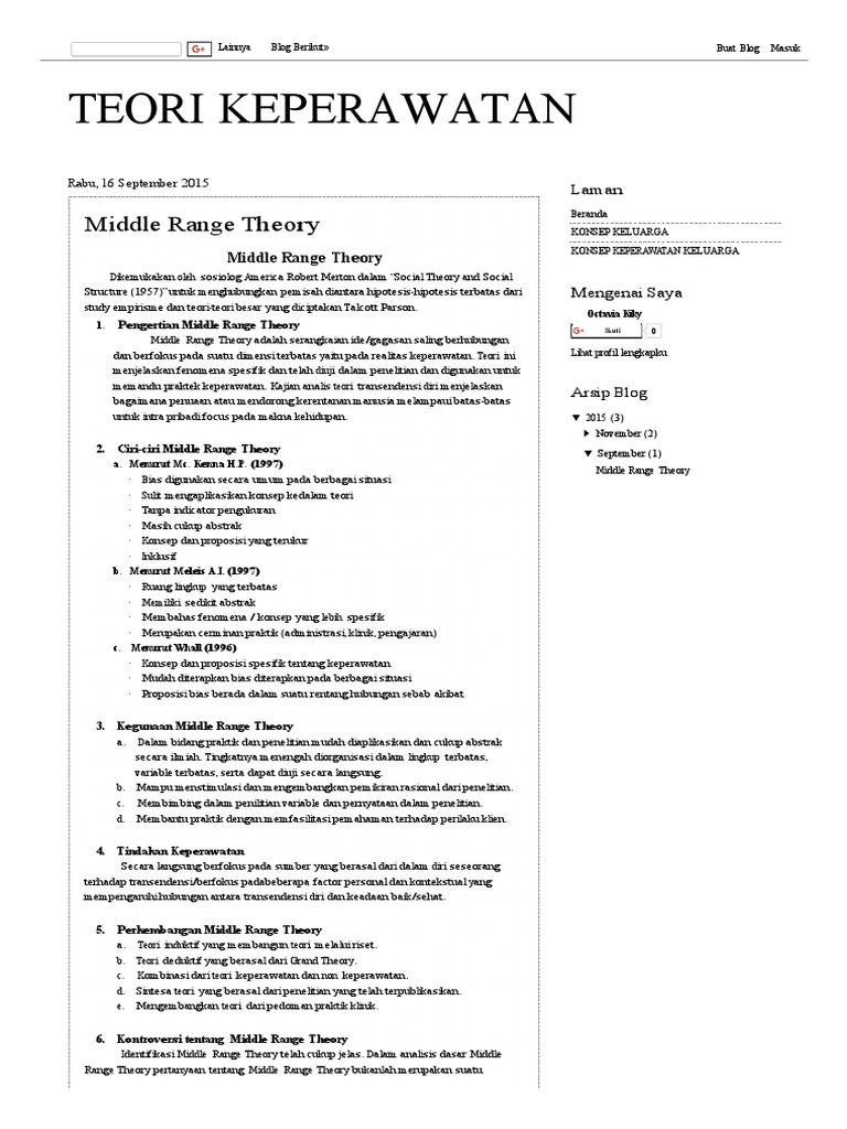Teori Keperawatan Middle Range Theory | PDF Teori Keperawatan Middle Range Theory | PDF