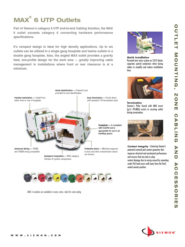 Siemon Max 6 Modules Spec Sheet | PDF | Electromagnetism ...