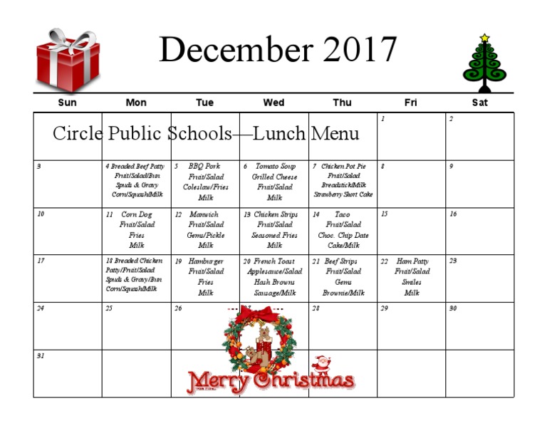 December Lunch Menu | PDF
