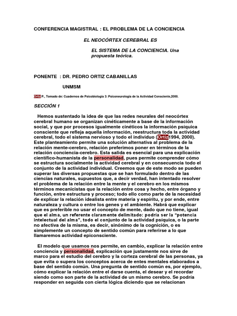 El Neocortex Cerebral Es El Sistema de La Conciencia. | Descargar ...