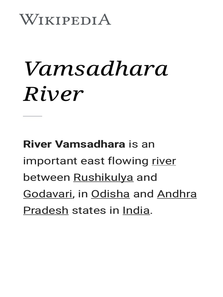 Vamsadhara River | PDF | Water And Politics | Water And The Environment