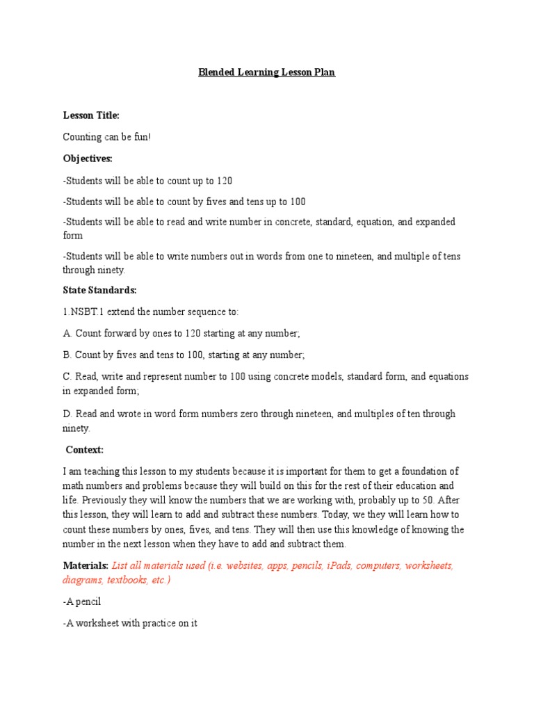 Unit 5 Mastery Blended Learning Lesson Plan | PDF | Lesson Plan ...