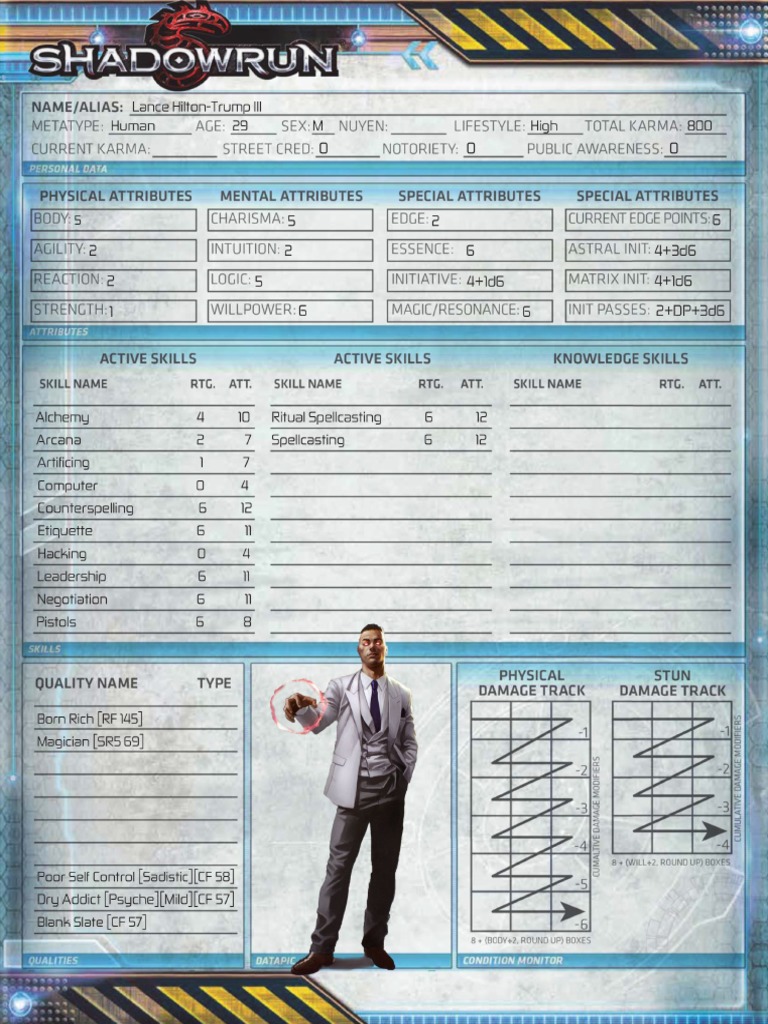 Ficha - Shadowrun 5th - Corporado | PDF