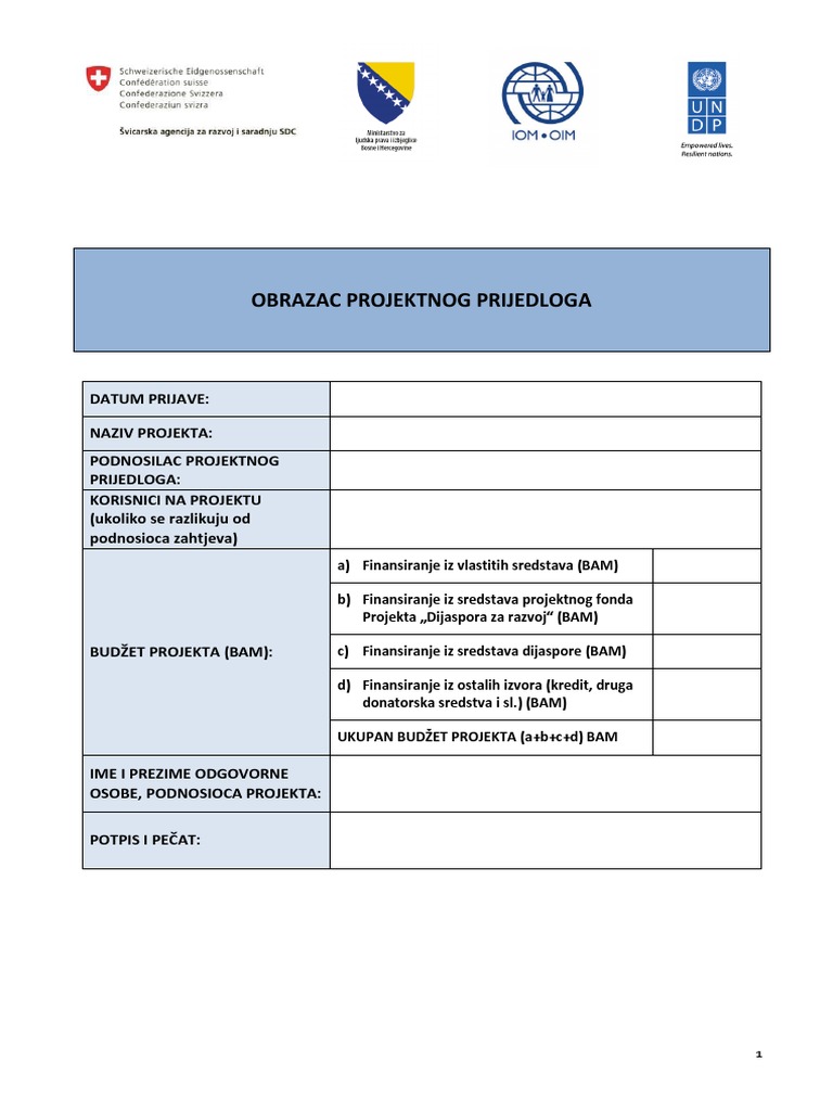 Obrazac Za Projekat | PDF