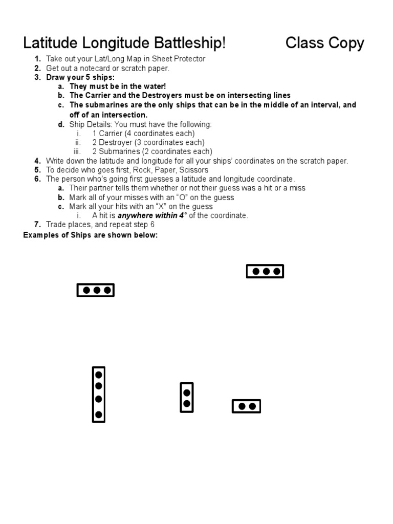 Latitude Longitude Battleship Game | PDF