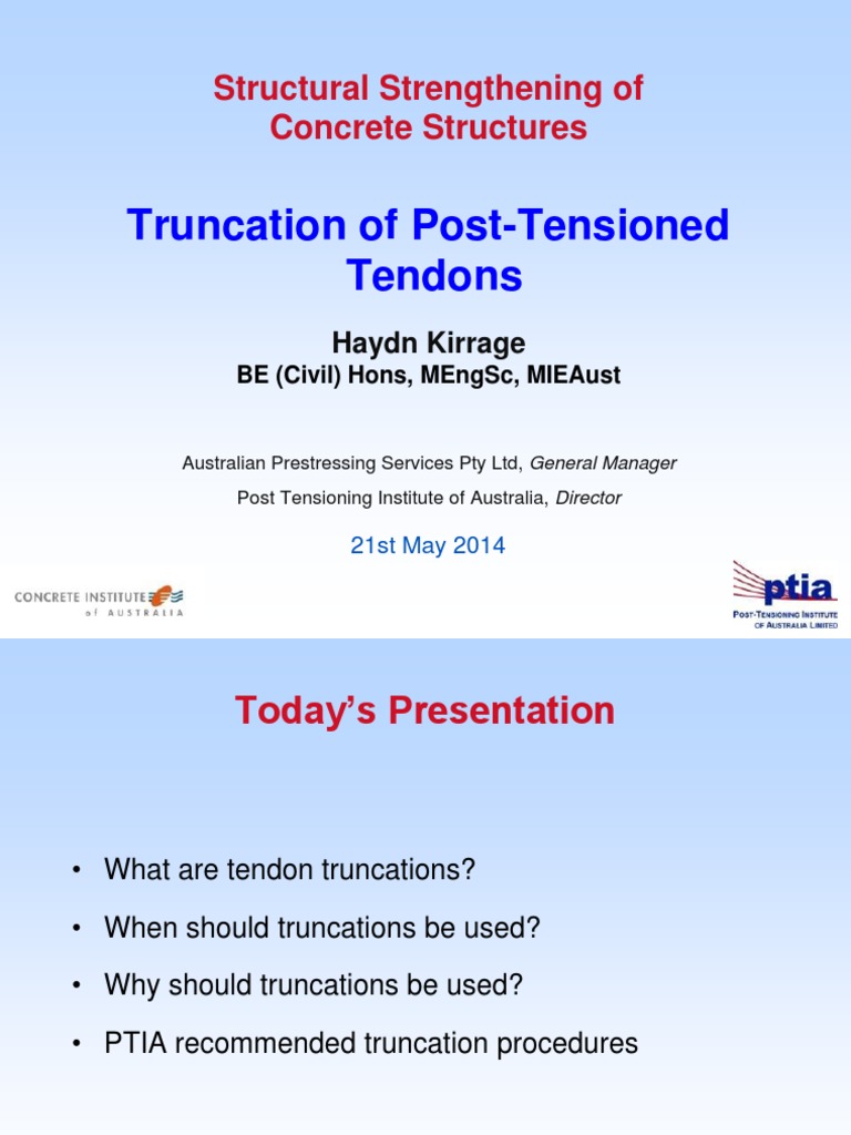 Truncation of Post-Tensioned Tendons - H Kirrage | PDF | Prestressed ...