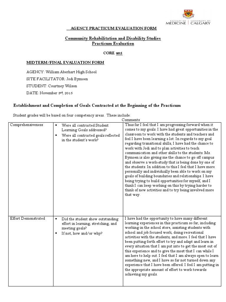Courtney Wilson Self Midterm Evaluation | PDF | Competence (Human ...