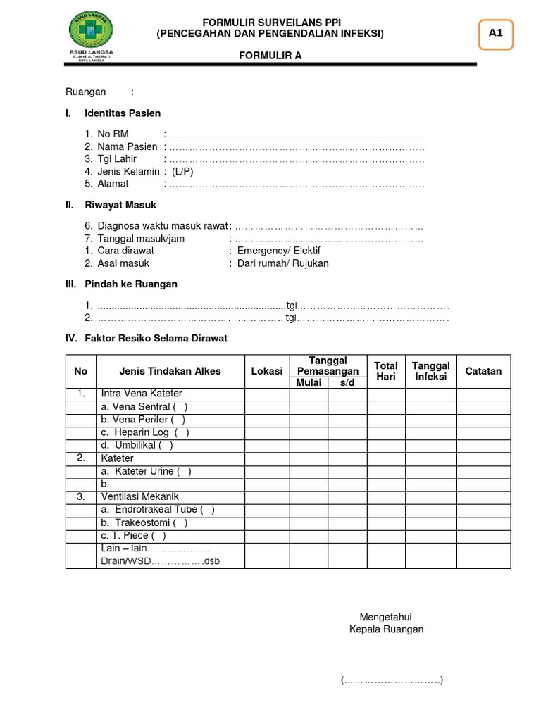 Formulir Surveilans PPI dan HAI | PDF