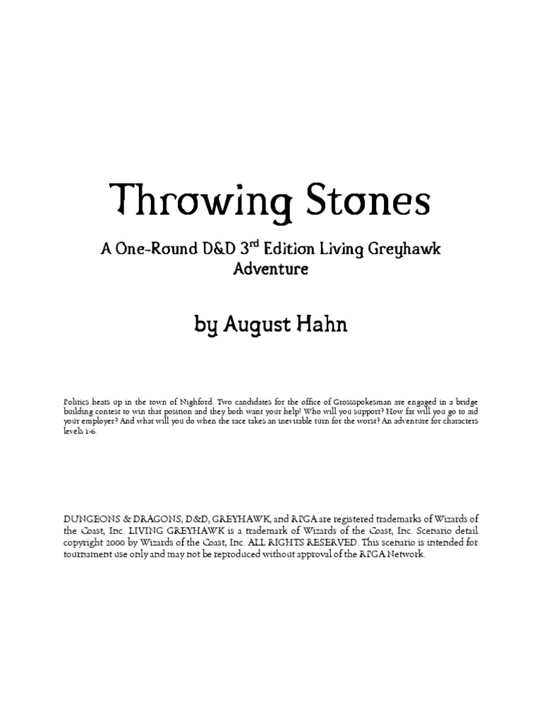 YEO1-02 Throwing Stones | PDF | Dungeons & Dragons | D20 System