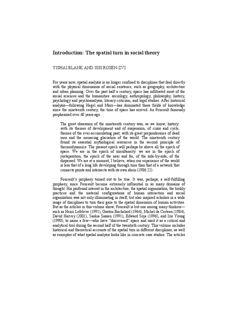 Introduction, The Spatial Turn in Social Theory | PDF | Social Theory ...