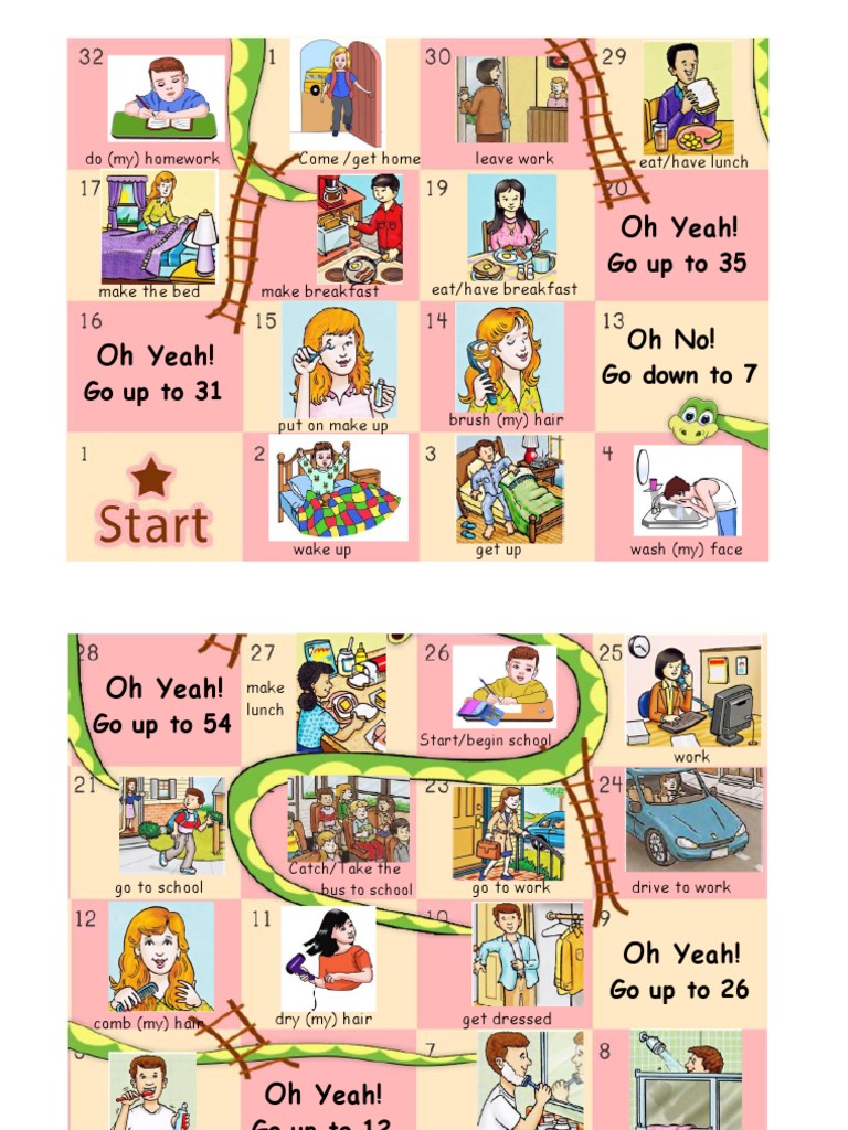 Daily Routine Snakes and Ladders Part 1 Boardgames Fun Activities Games ...