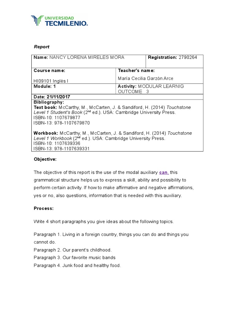 Name: Nancy Lorena Mireles Mora: Registration: 2790264 Course Name ...