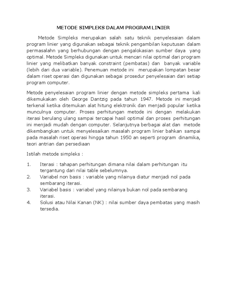 Metode Simpleks | PDF