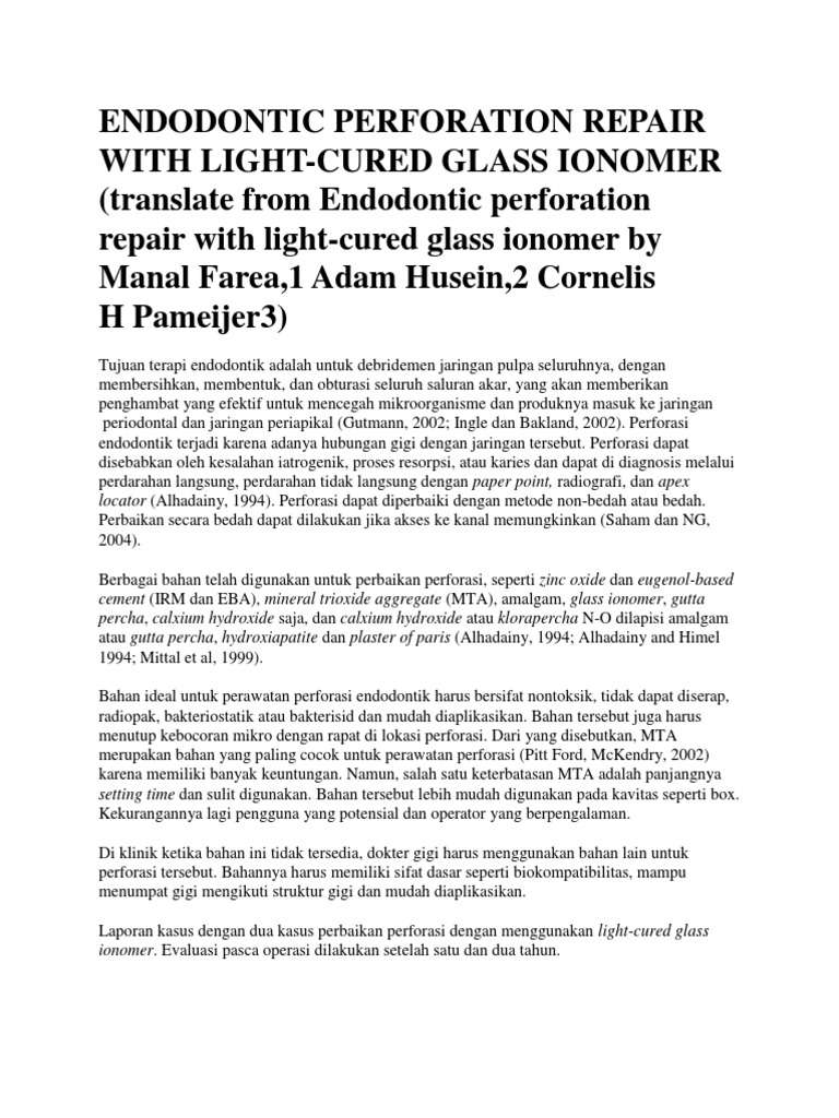Gic Light Cured Untuk Perforasi | PDF
