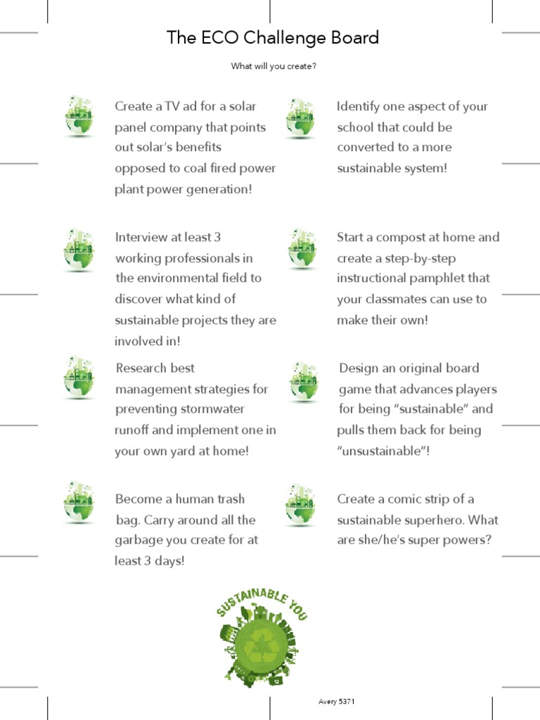 Eco Challenge: Creative Sustainability Projects | PDF | Art | Computers
